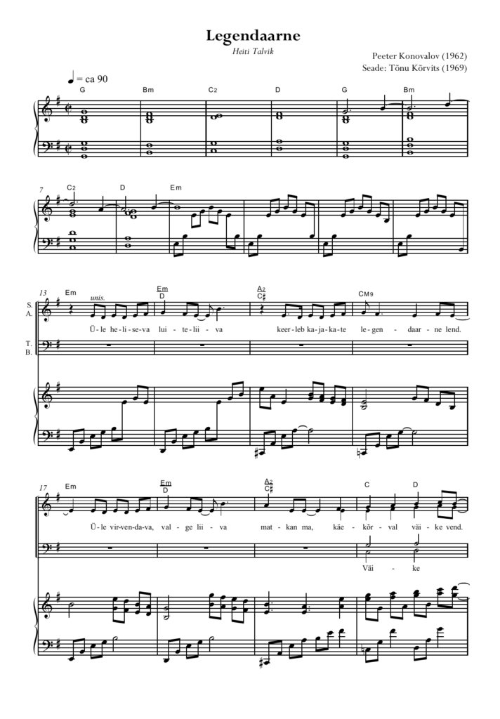 Peeter Konovalov / Heiti Talvik “Legendaarne” segakoorile – Noodiriiul